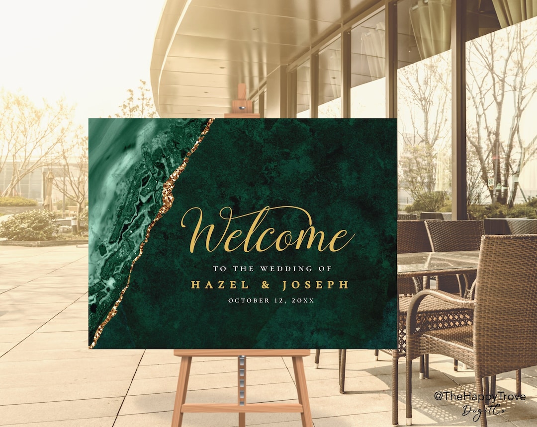Emerald Green & Gold Wedding Welcome Sign (digital Download) VERDA - Etsy