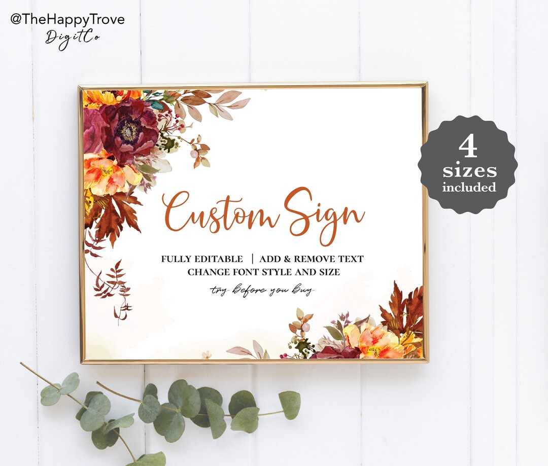 AMBER Fall in Love Themed Custom Signs, Editable Digital Instant ...