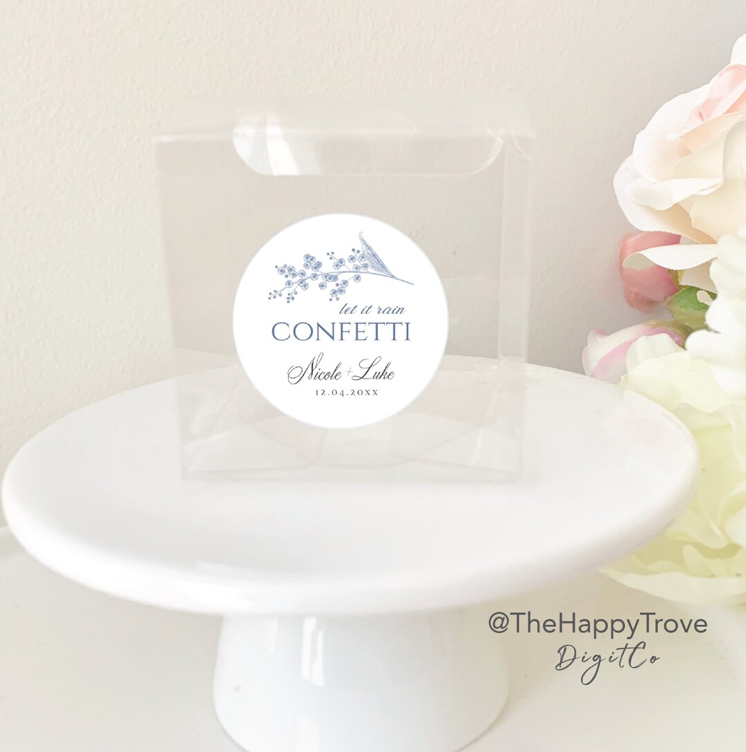 VICTORIA Regency Blue French Garden Wedding Confetti Sticker Dusty Blue ...