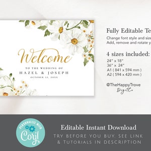 DAISY Welcome Sign, Poster Editable Digital Instant Download, Template ...
