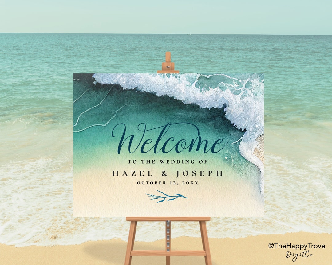 GENY Beach Themed Welcome Sign, Waves, Sea Foam, Ocean, Aqua, Turquoise ...