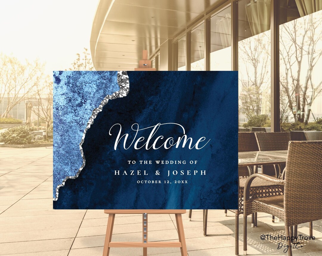 DEW Navy Blue & Silver Welcome Sign, Starry Night, Celestial Theme ...