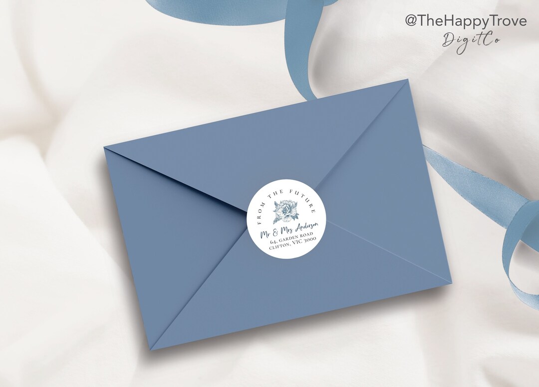 ALIZEE Dusty Blue Return Address Label Avery Label Editable - Etsy