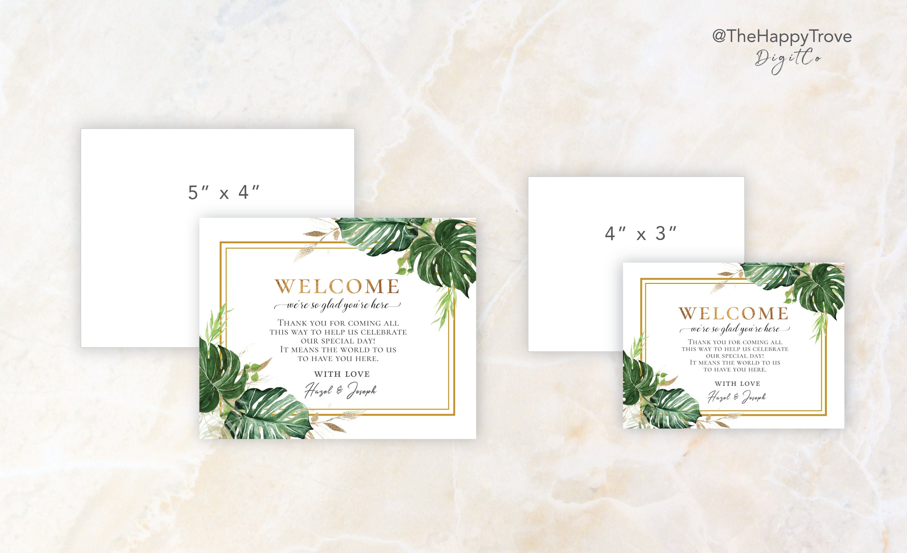 Tropical & Gold Themed Welcome Bag Sticker, Digital Instant Download ...