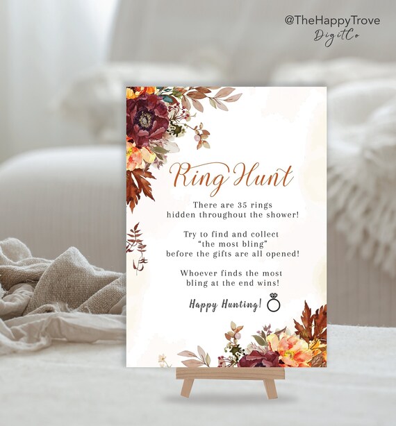 AMBER Fall in Love Ring Hunt Signs bridal shower game | Etsy