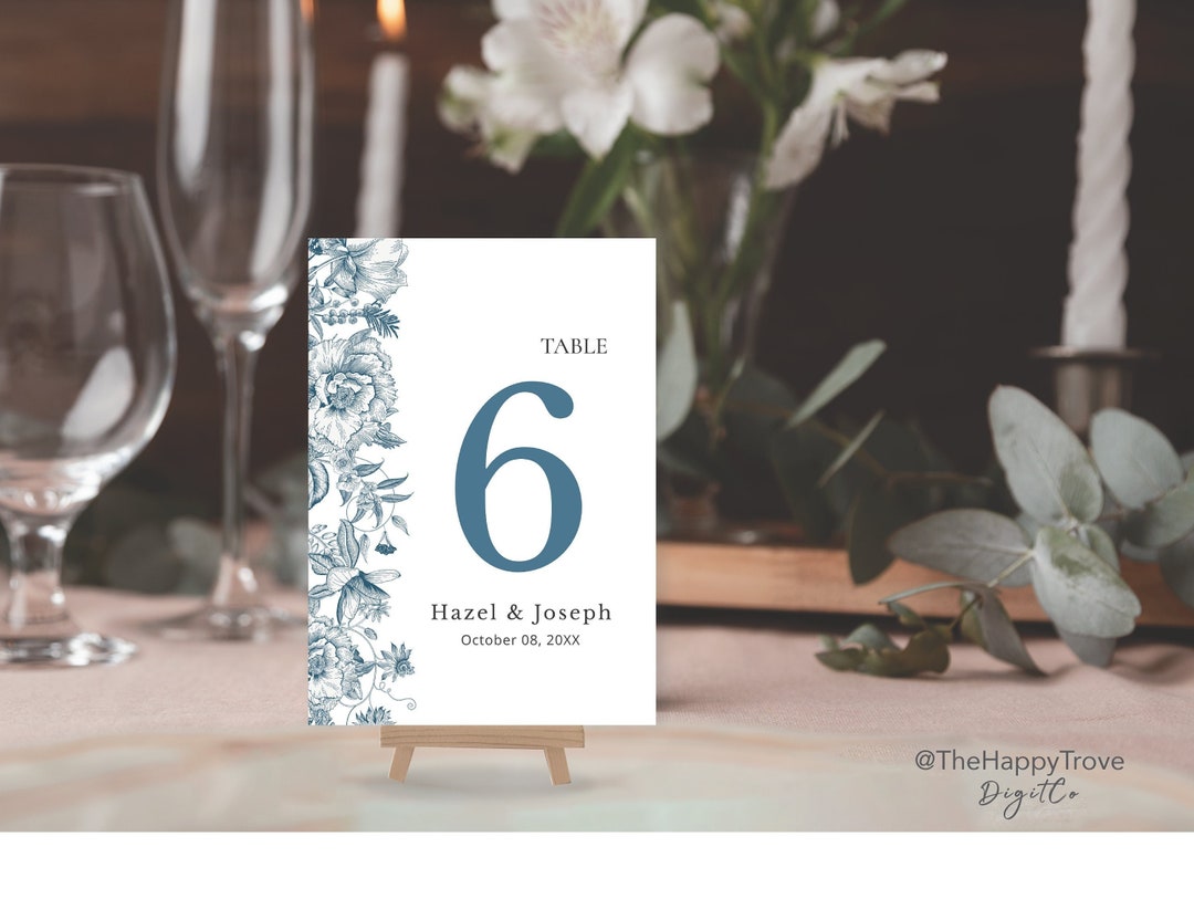 ALIZEE Dusty Blue Table Number Signs, Editable Digital Instant Download ...
