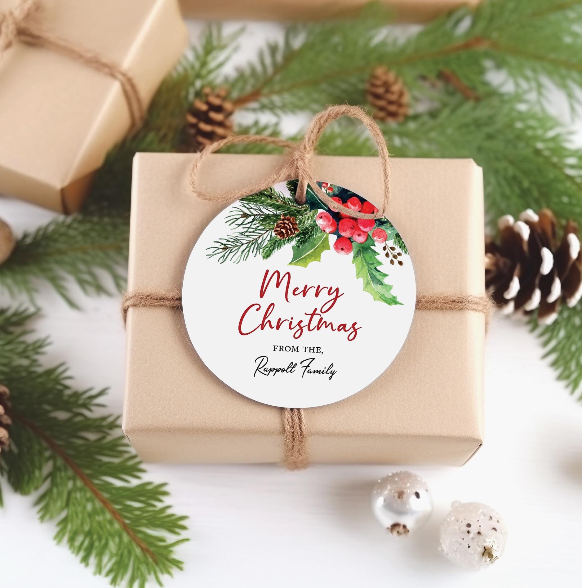 Personalized Christmas Stickers: Elegant Round Gift Labels (digital ...