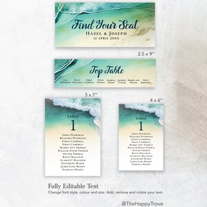 GENY Beach Themed Seating Chart Set, Waves, Sea Foam, Ocean, Aqua ...