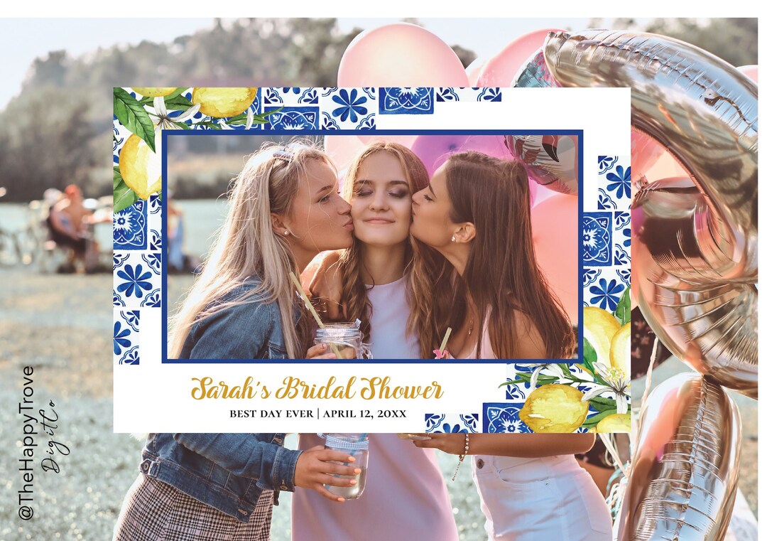 Mediterranean Blue Tiles and Lemon Photo Prop Frame, Italian, Amalfi ...