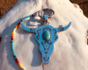 Bull Head Key Fobs, Leather Bull Keychain - Etsy