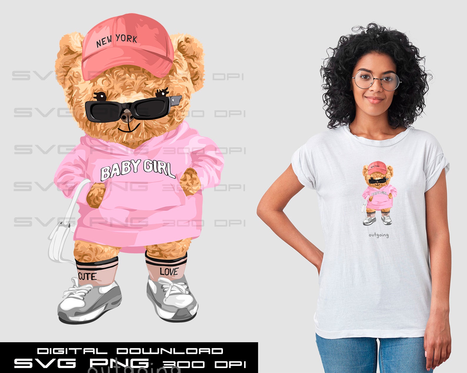 Cool Bear Girl SVG PNG DTG Printing Instant Download - Etsy