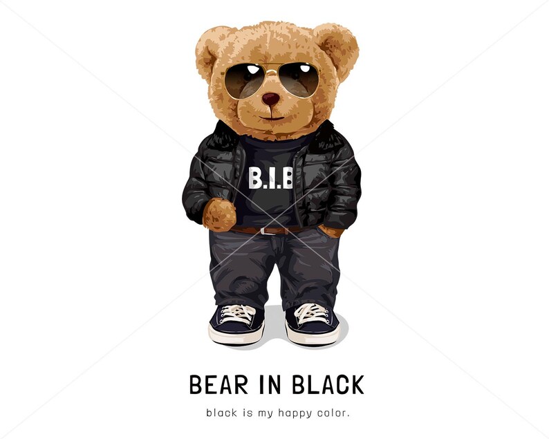 Cool Teddy Bear SVG PNG | DTG Printing | Instant Download | T-shirt ...