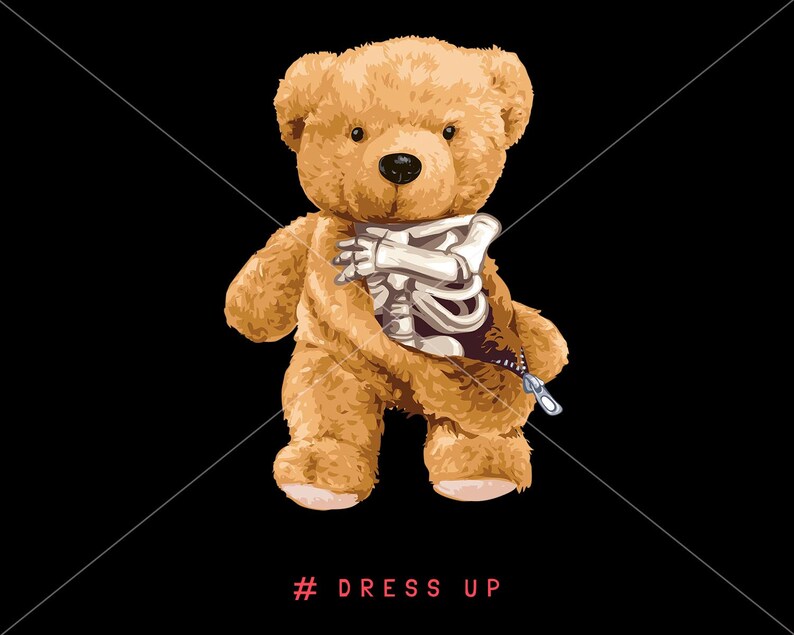 Cool Teddy Bear Skeleton SVG PNG DTG Printing Instant - Etsy
