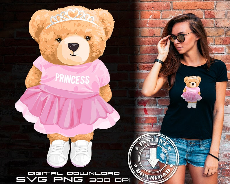 Cool Bear Girl SVG PNG DTG Printing Instant Download - Etsy