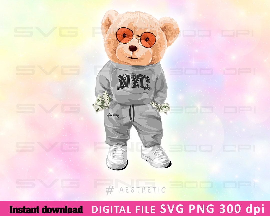 Cool Teddy Bear SVG PNG | DTG Printing | Instant Download | T-shirt ...
