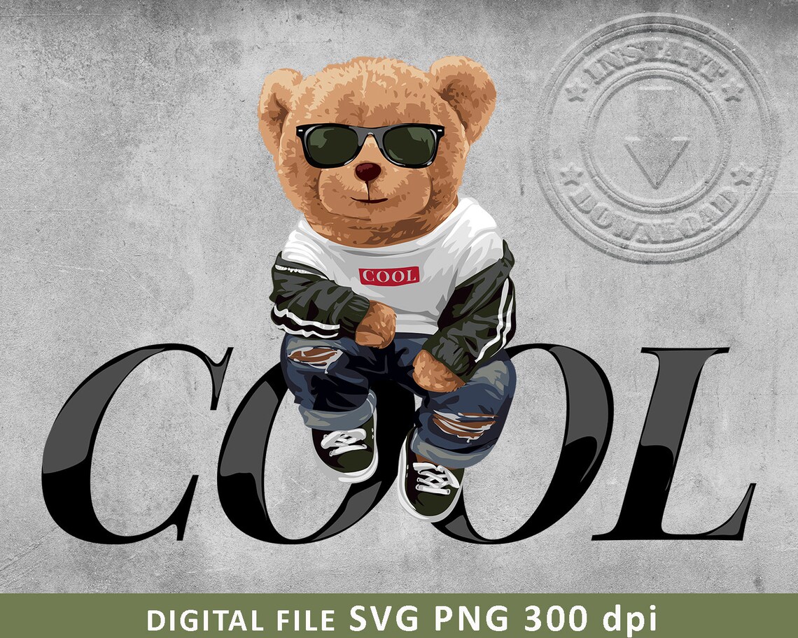 Cool Bear SVG | T-shirt Sublimation Design (digital Download) - Etsy