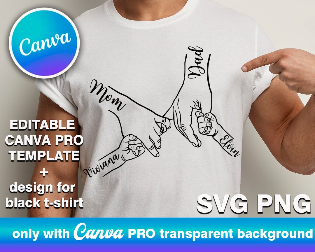 Editable Image in CANVA, Hands Dad and Mom and Childs Png PDF SVG, T ...