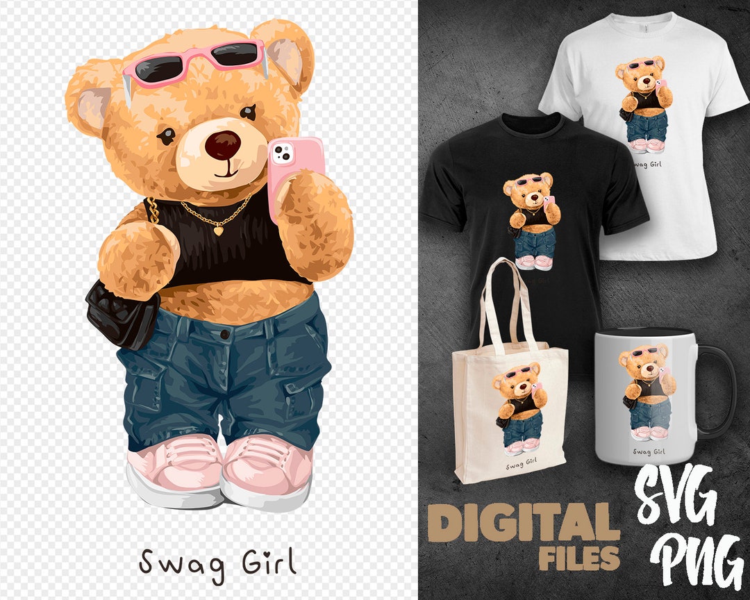 Cool Bear Girl SVG PNG | DTG Printing | Instant Download | T-shirt ...