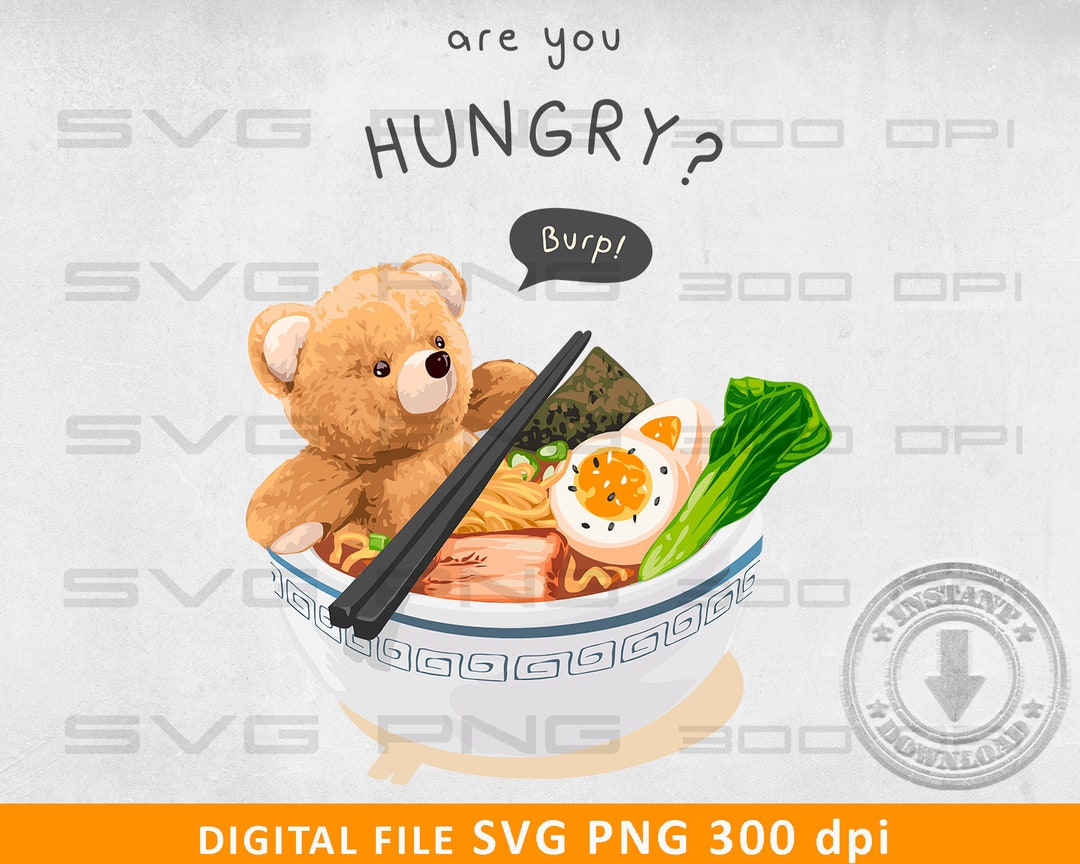 Cute Teddy Bear in a Bowl of Salad SVG PNG | DTG Printing | Instant ...