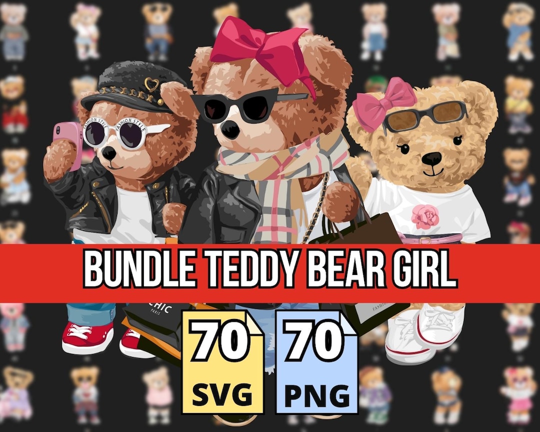 Teddy Bear Girl Clipart | 70 PNG & SVG Graphics, Nursery Art - Etsy