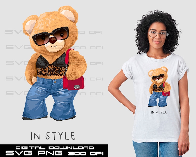 Cool Bear Girl SVG PNG DTG Printing Instant Download - Etsy