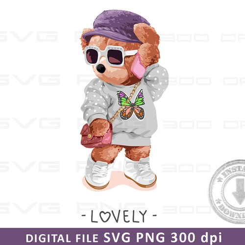 Cool Bear Girl SVG PNG DTG Printing Instant Download - Etsy
