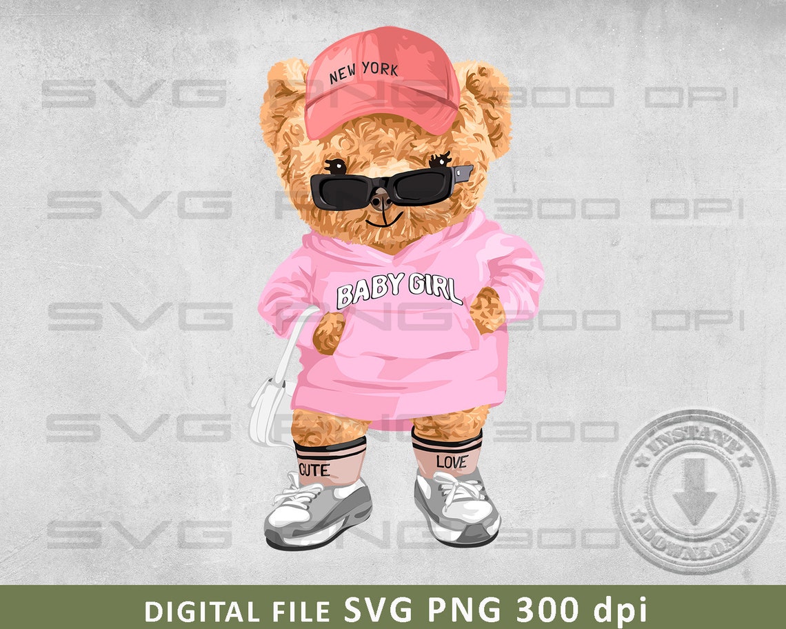 Cool Bear Girl SVG PNG DTG Printing Instant Download - Etsy