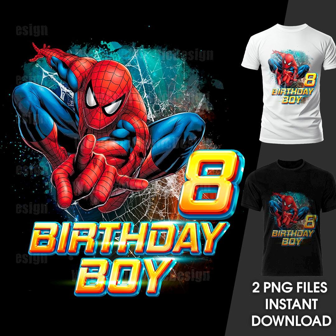 Spiderman 8th Birthday Boy PNG Design (digital Download) - Etsy