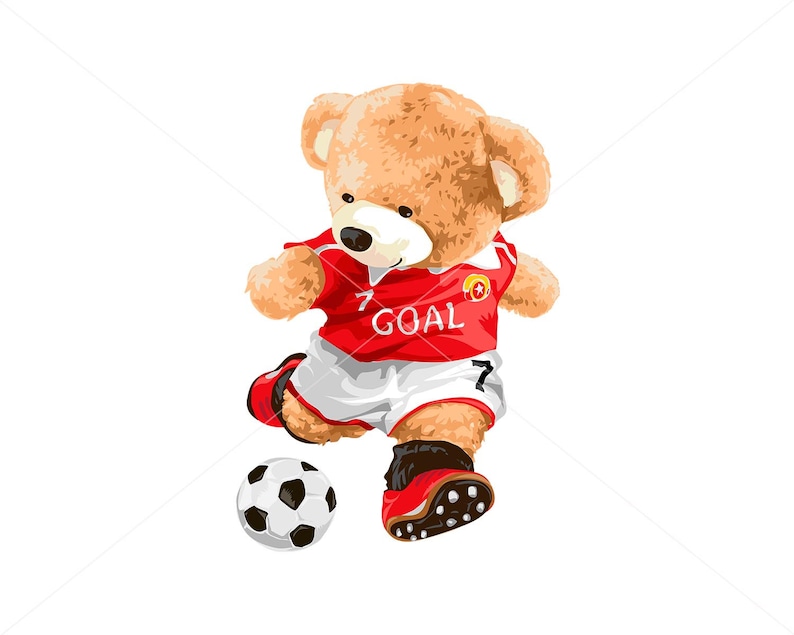 Teddy Bear Football Player SVG PNG DTG Printing Instant - Etsy