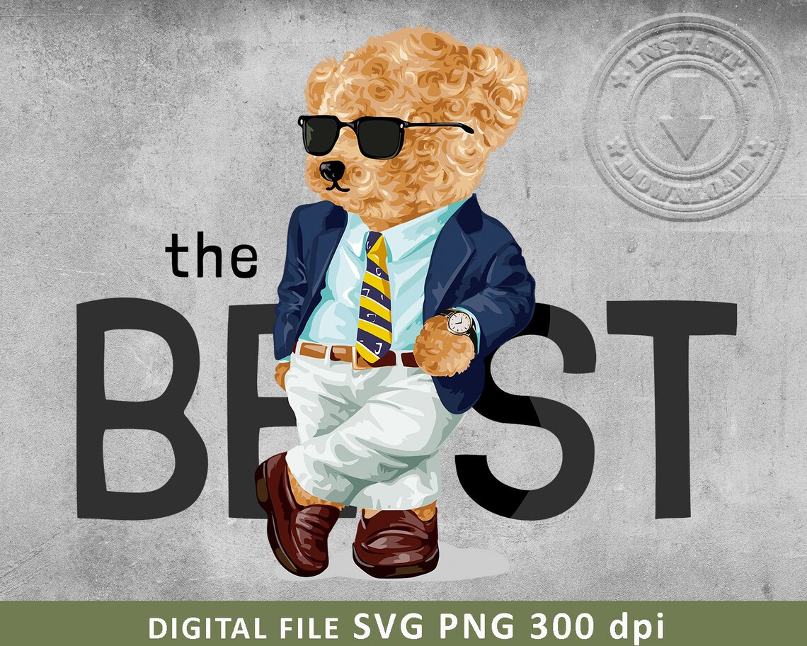 Cool Bear SVG PNG DTG Printing Instant Download T-shirt - Etsy