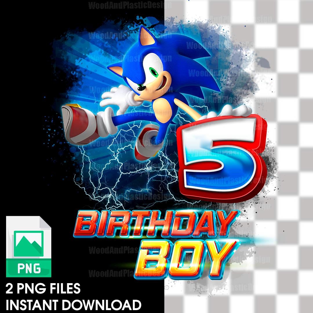 Sonic Birthday Boy 5th PNG | Birthday Design | Digital Download PNG ...