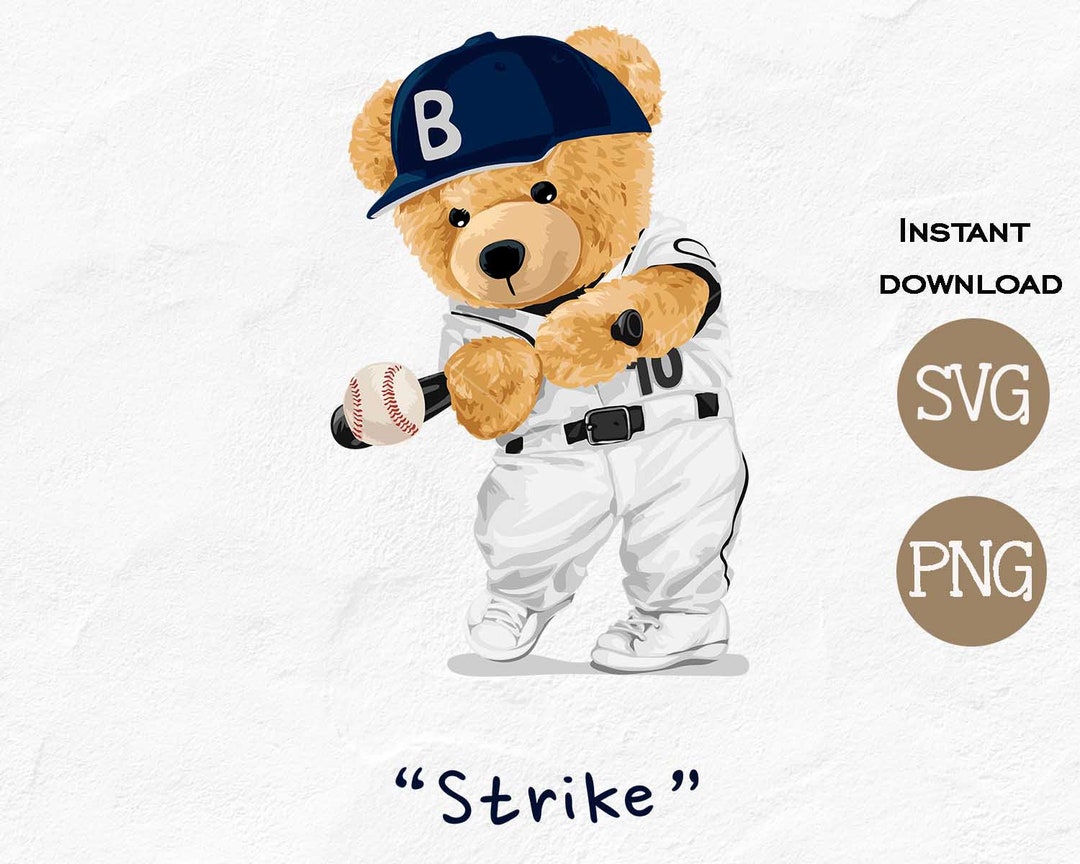 Teddy Bear Plays Baseball SVG PNG: DTG Printing (digital Download) - Etsy