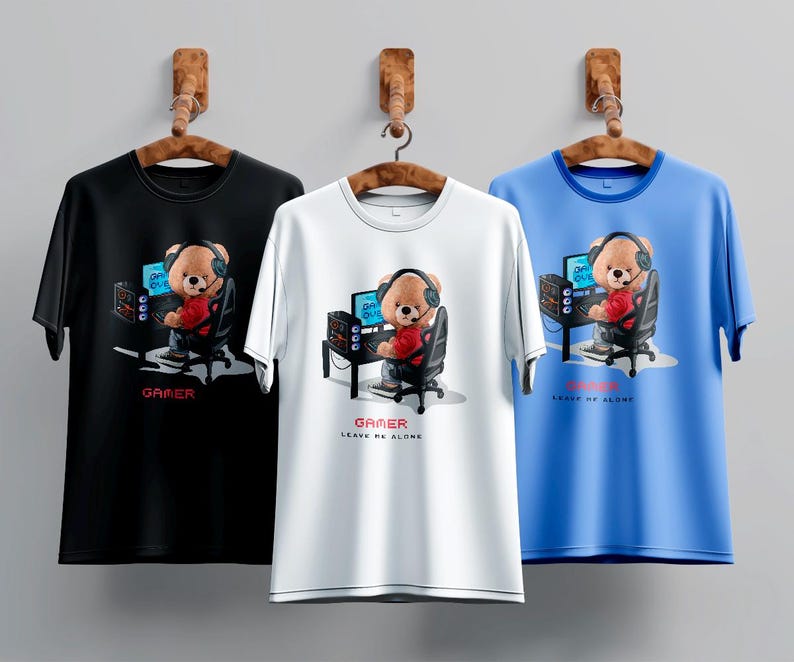 Teddy Bear Gamer SVG PNG | DTG Printing | Instant Download | T-shirt ...
