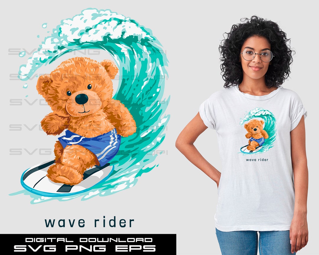 Surfer Bear Svg Png Eps | DTG Printing | Instant Download | T-shirt ...