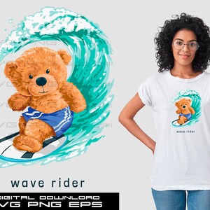 Surfer Bear Svg Png Eps | DTG Printing | Instant Download | T-shirt ...