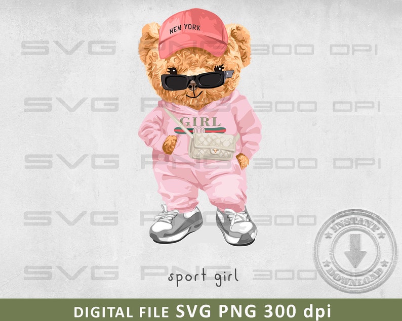 Cool Bear Girl SVG PNG | Fashion Doll Graphic (digital Download) - Etsy