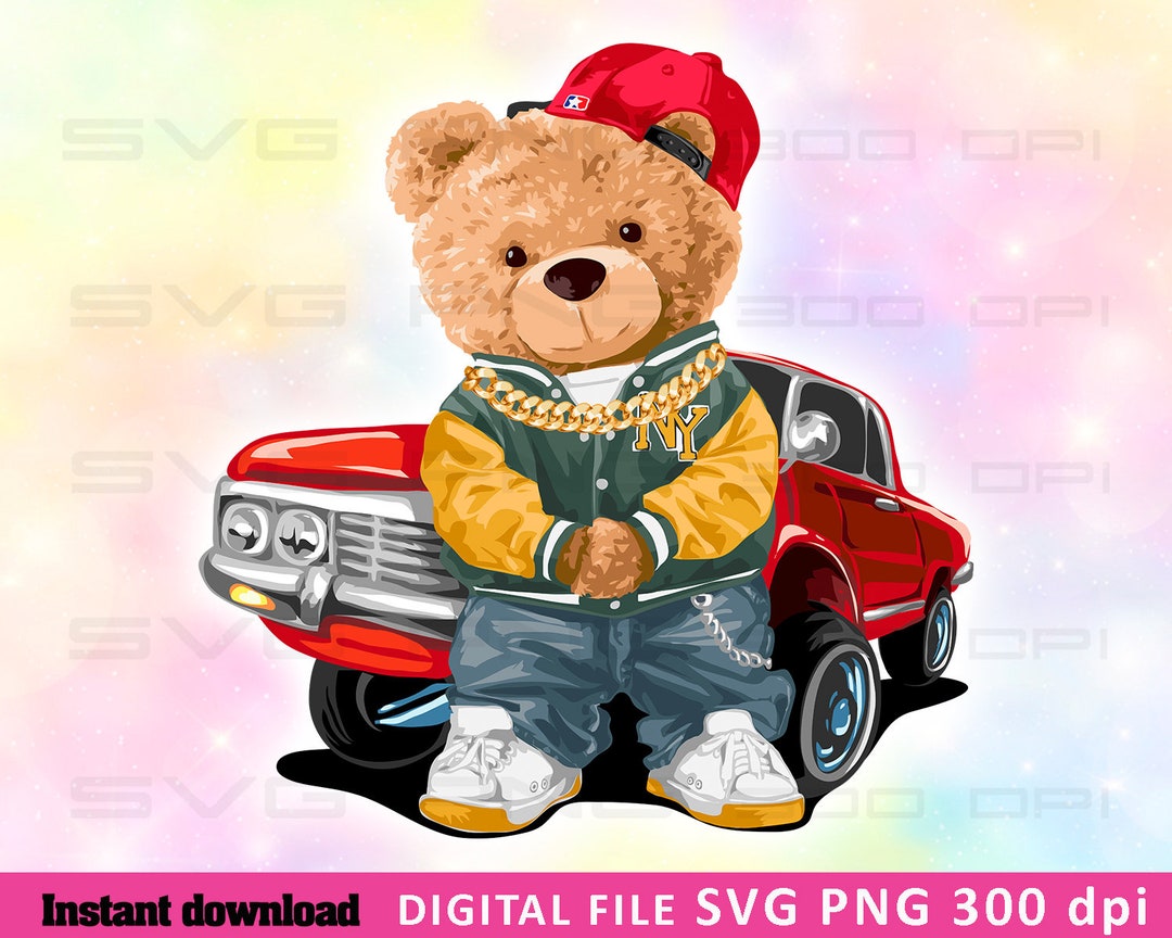 Cool Teddy Bear SVG PNG | DTG Printing | Instant Download | T-shirt ...