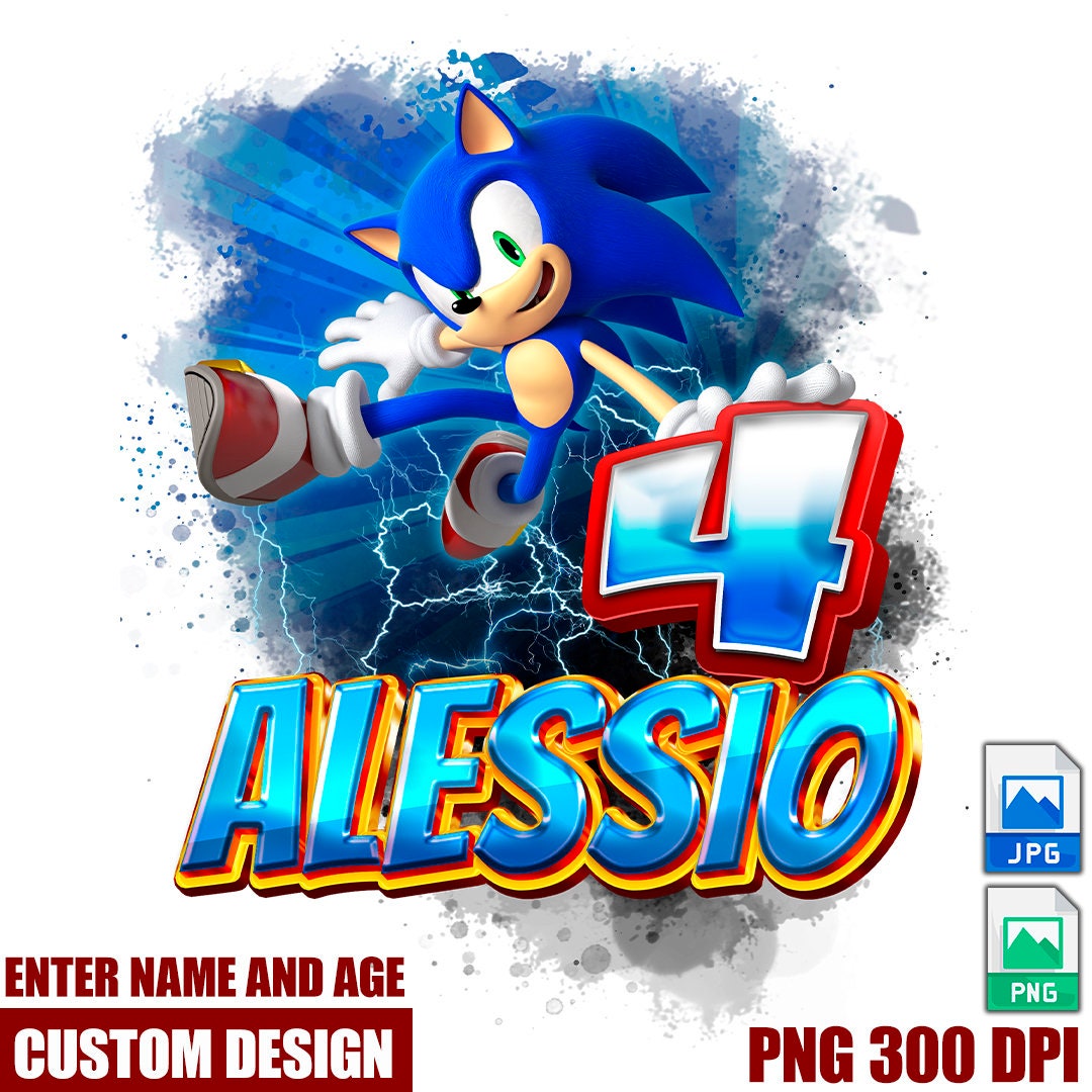 Personalization Sonic Birthday Name Age PNG | Birthday Design | Digital ...