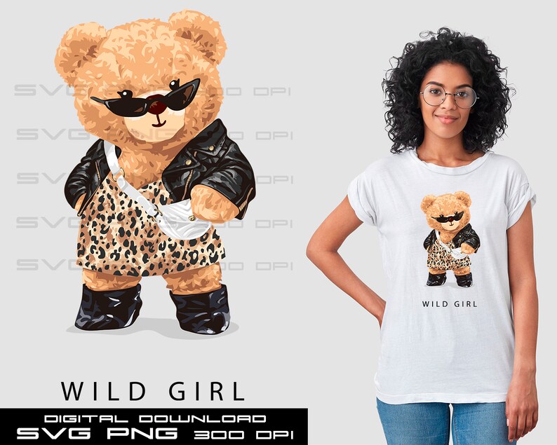 Cool Bear Girl SVG PNG DTG Printing Instant Download - Etsy