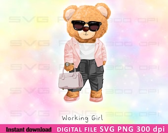 Cool Bear Girl SVG PNG DTG Printing Instant Download - Etsy