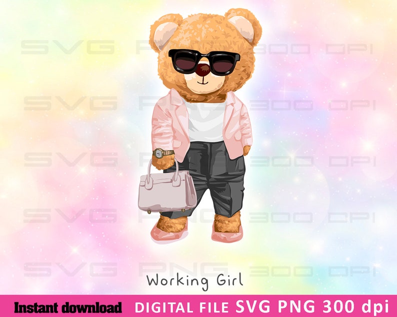 Cool Bear Girl SVG PNG | DTG Printing | Instant Download | T-shirt ...
