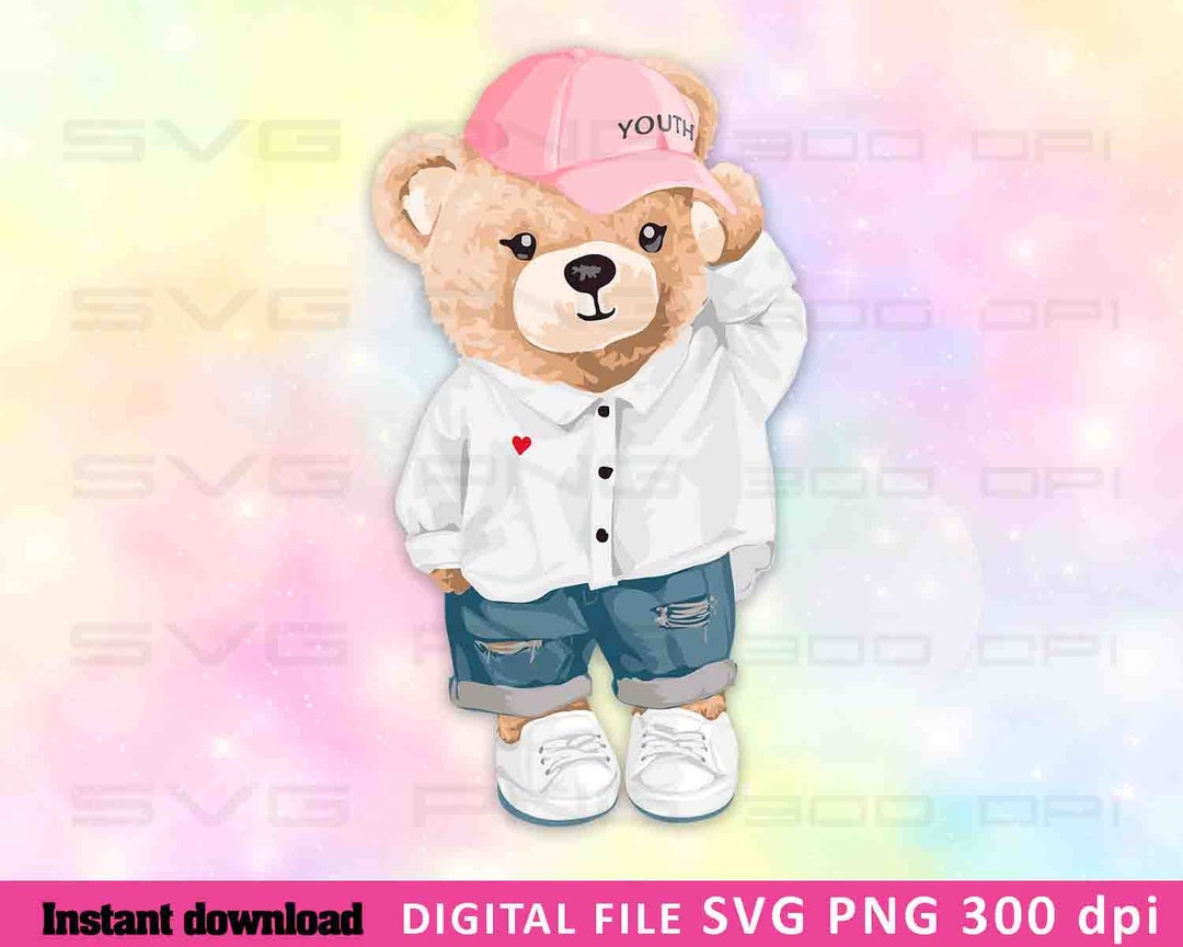 Cool Bear Girl SVG PNG | DTG Printing | Instant Download | T-shirt ...