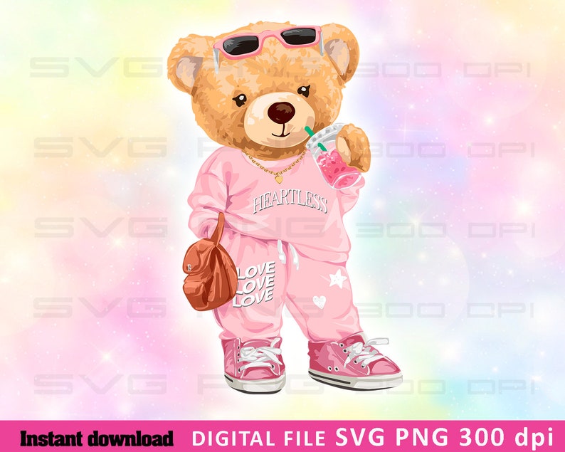 Cool Bear Girl SVG PNG | DTG Printing | Instant Download | T-shirt ...