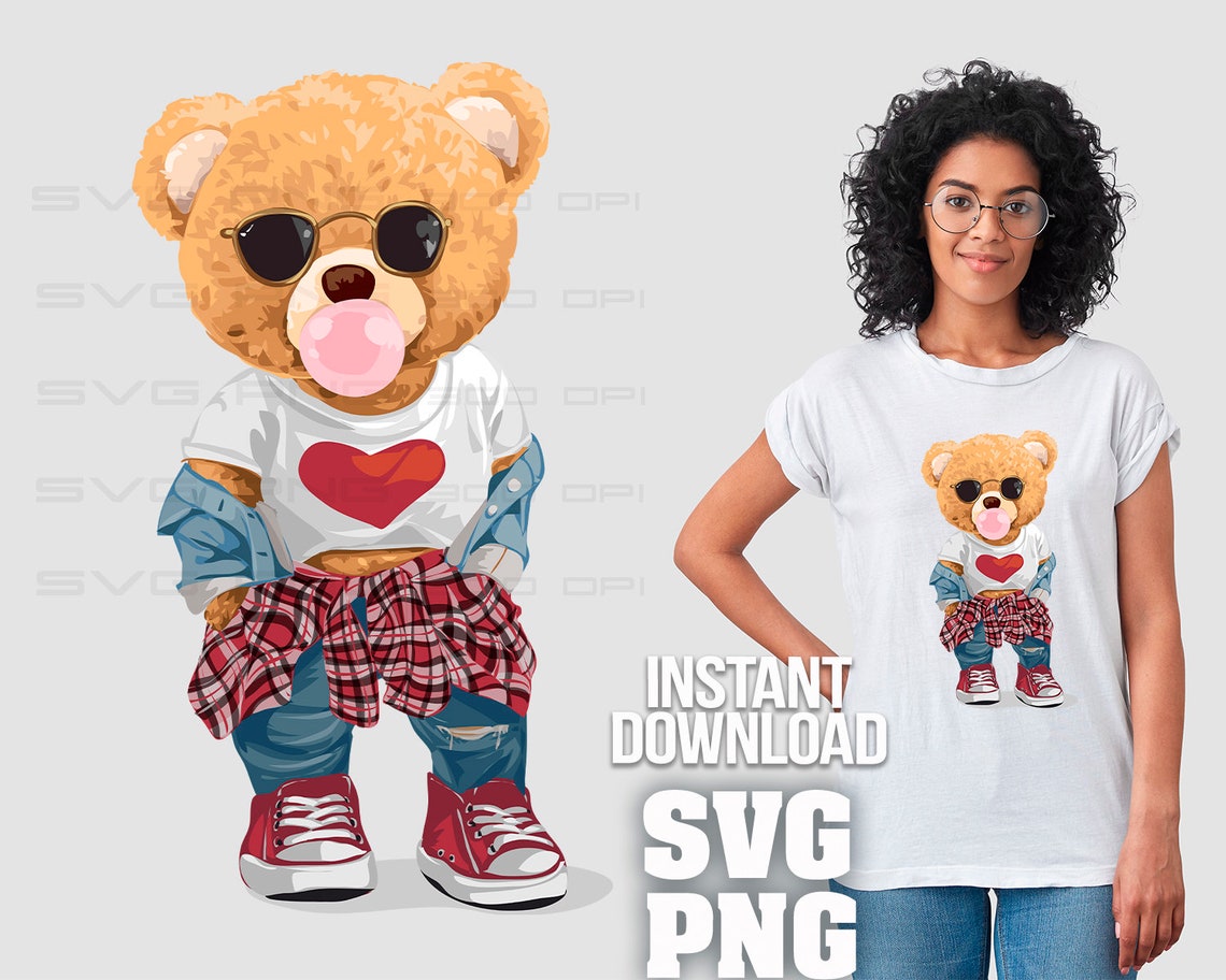 Teddy Bear Girl SVG PNG | DTG Printing | Instant Download | T-shirt ...