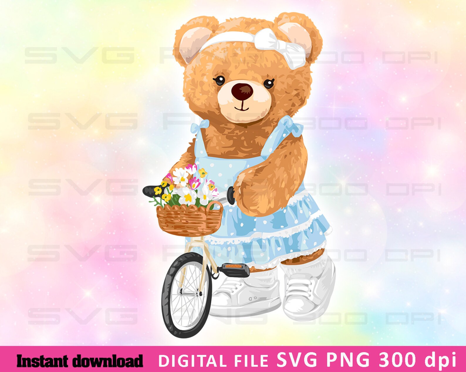 Cool Bear Girl SVG PNG DTG Printing Instant Download T-shirt ...