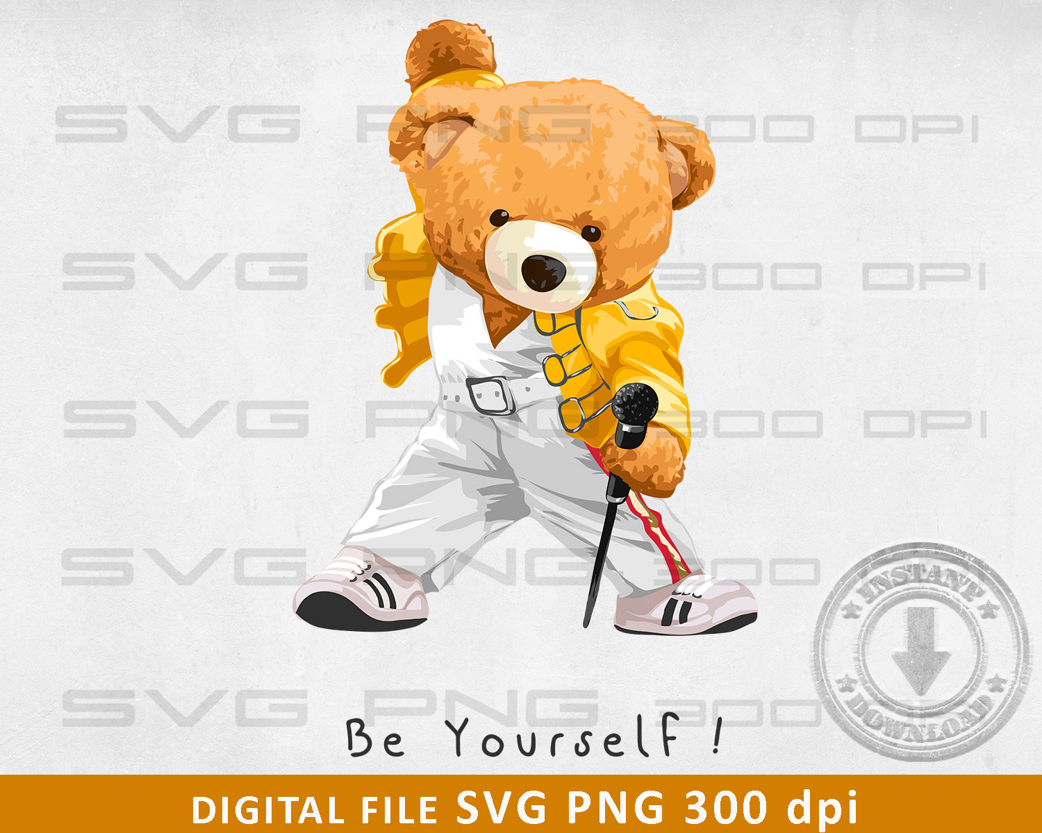 Teddy Bear Singer SVG: DTG Printing, T-shirt Sublimation (digital ...