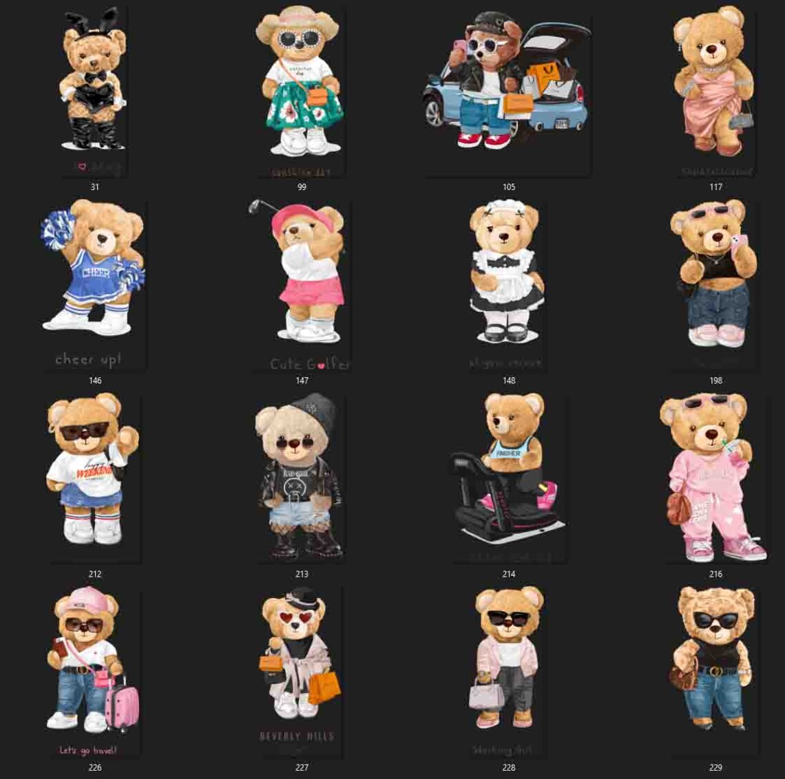 Teddy Bear Girl Clipart: 42 PNG SVG Images (digital Download) - Etsy