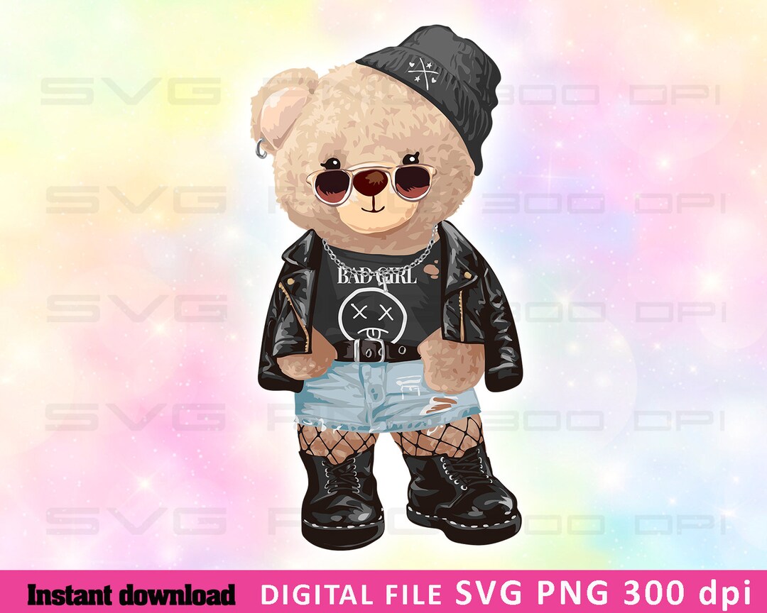 Cool Bear Girl SVG PNG | DTG Printing | Instant Download | T-shirt ...