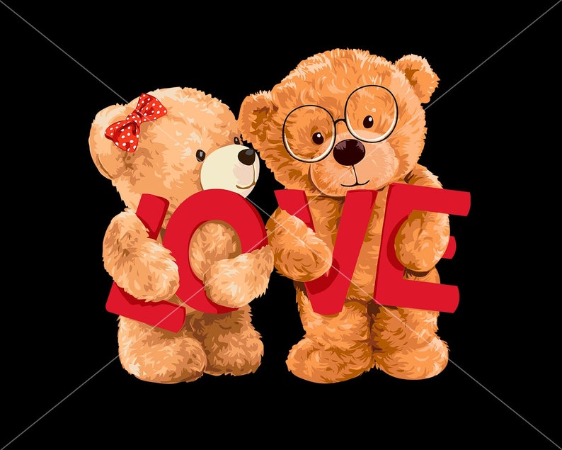 Teddy Bears in Love SVG PNG DTG Printing Instant Download - Etsy