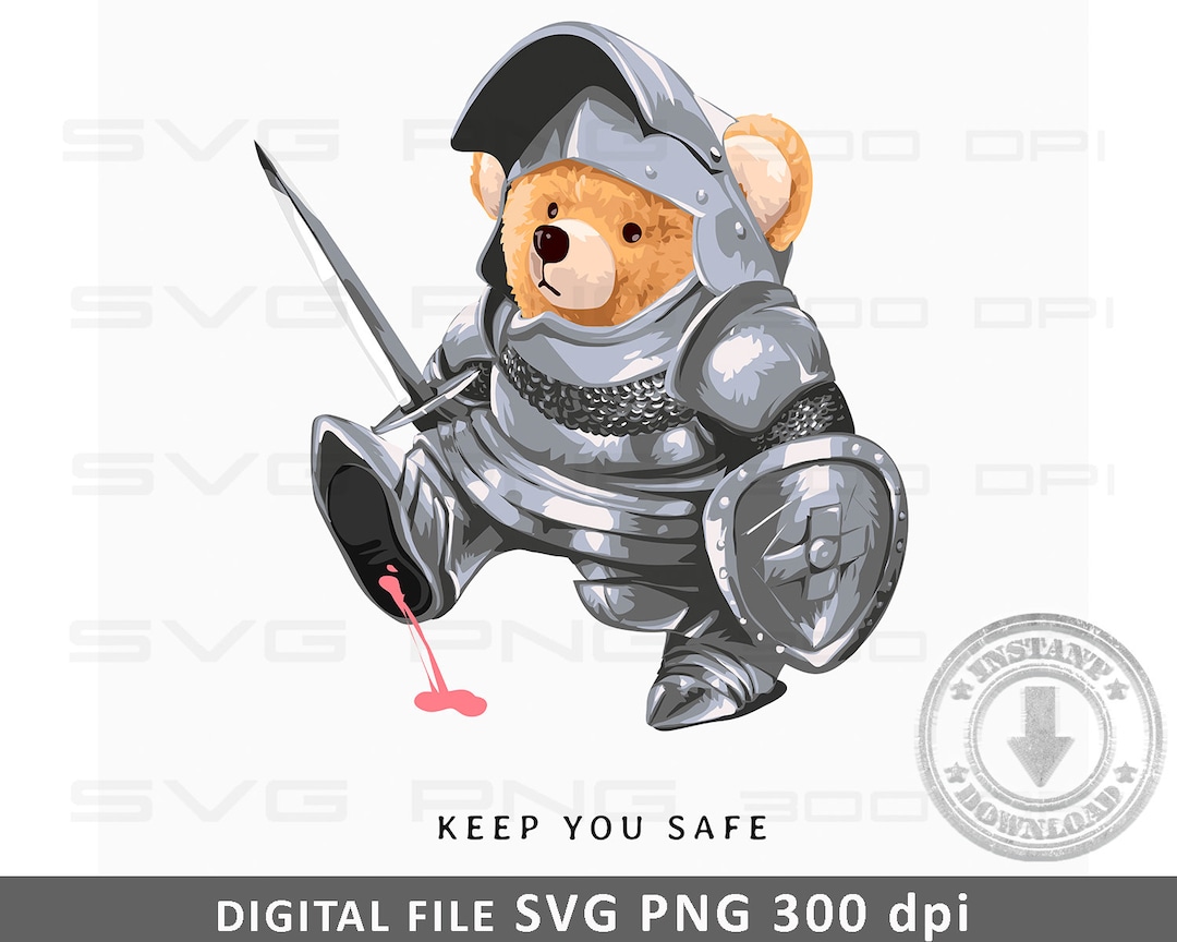 Bear Doll in Knight Armor SVG PNG | DTG Printing | Instant Download | T ...